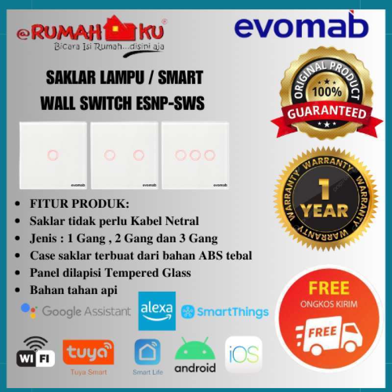 Promo Evomab Smart Lamp Wall Smart Switch Saklar Lampu Otomatis ...