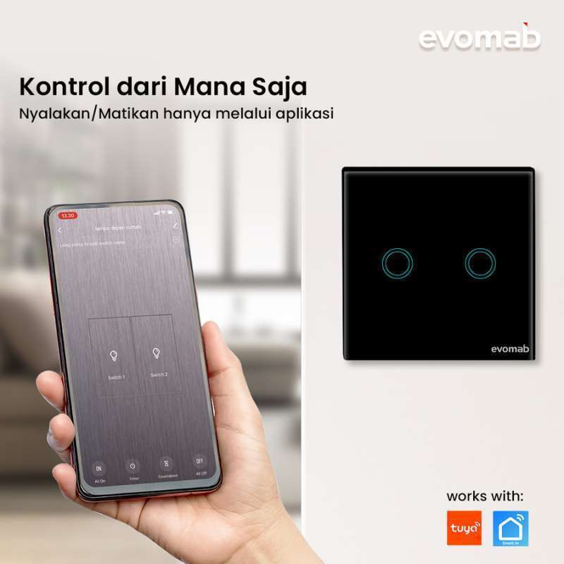 Promo Evomab Smart Lamp Wall Smart Switch Saklar Lampu Otomatis ...