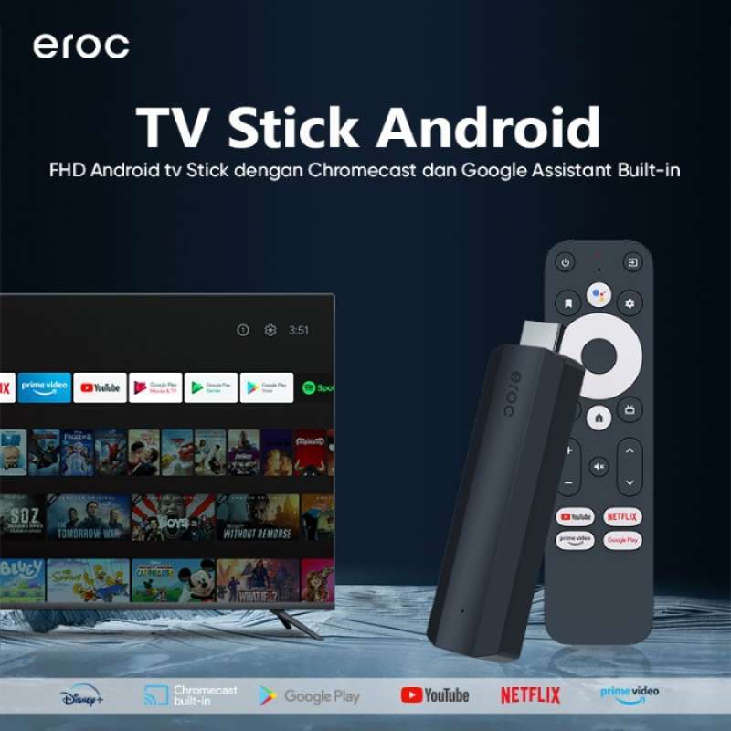 Jual Eroc Tv Stick Android 11 - Full Hd - Google Assistant - Model F1 ...