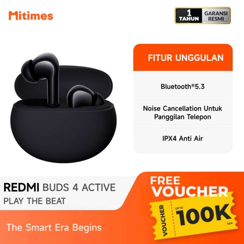 Promo Xiaomi Redmi Buds 4 Active Tws Bluetooth Garansi Resmi Diskon 48% ...