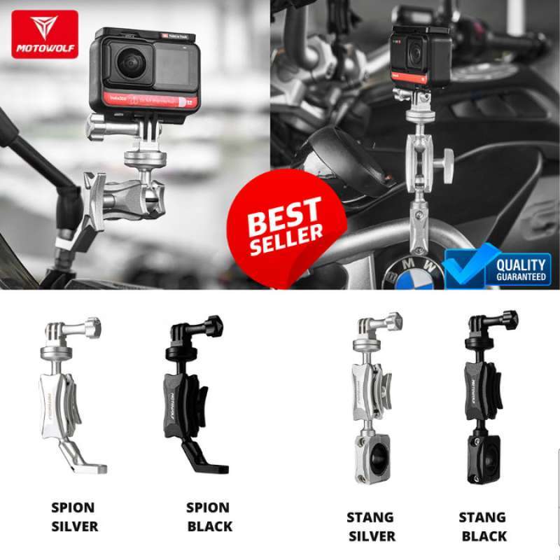 Jual Mounting Motor Gopro Motowolf Breket Action Cam Insta360 Cnc Alloy ...