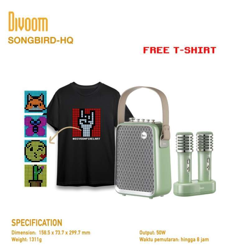 Jual Divoom Songbird-hq 50w Dual Mic Karaoke & Bluetooth Speaker Di ...