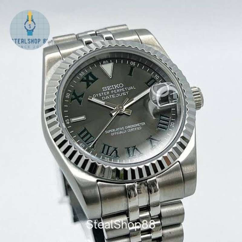 Jual Seiko Mod Datejust Roman Wimbledon Dial Fluted Nh35 36mm Di Seller ...