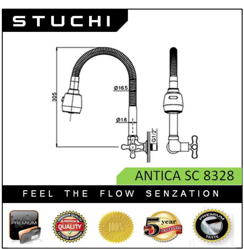 Promo Stuchi Sc 8328 Keran Sink Flexible Dinding, Cuci Piring, Garansi ...