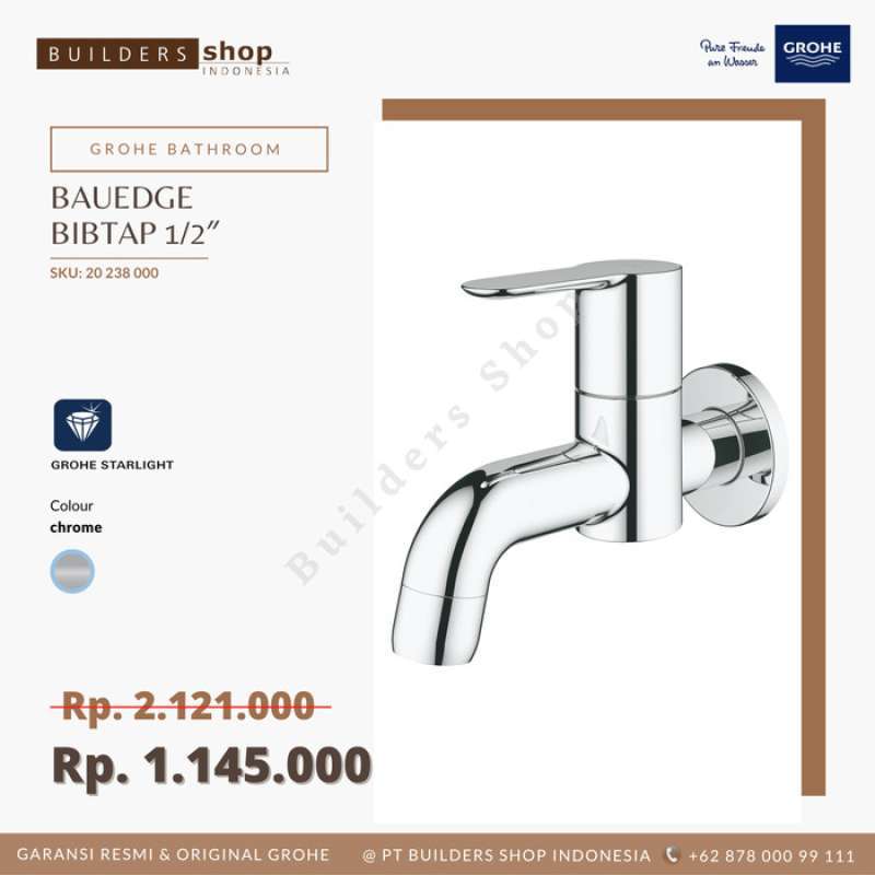 Promo Grohe Bauedge Bibtap 1/2â€³ / Kran Dinding Air Dingin | 20238000 ...