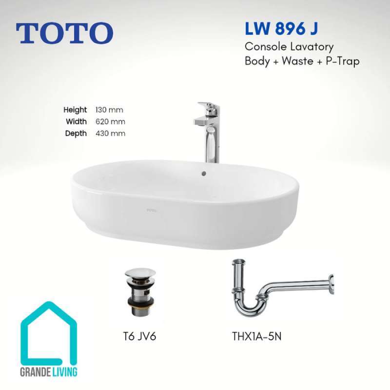 Promo Toto Wastafel Meja Lw896j Lw 896 J Lengkap Dengan Afur Dan P Trap ...