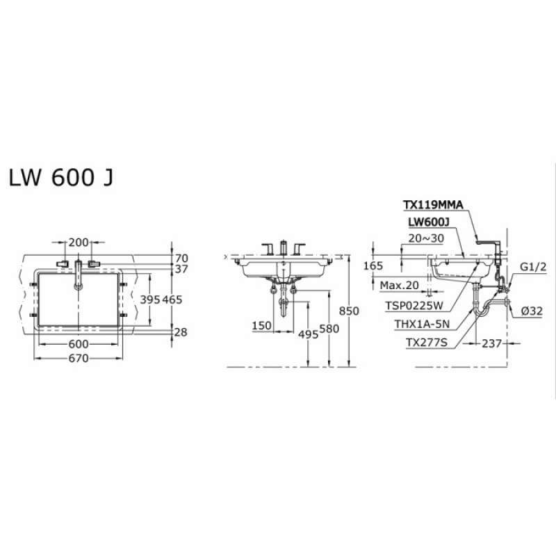 Promo Wastafel Toto Lw 600 J / Lw600j (body Only) Model Tanam Diskon 23 ...