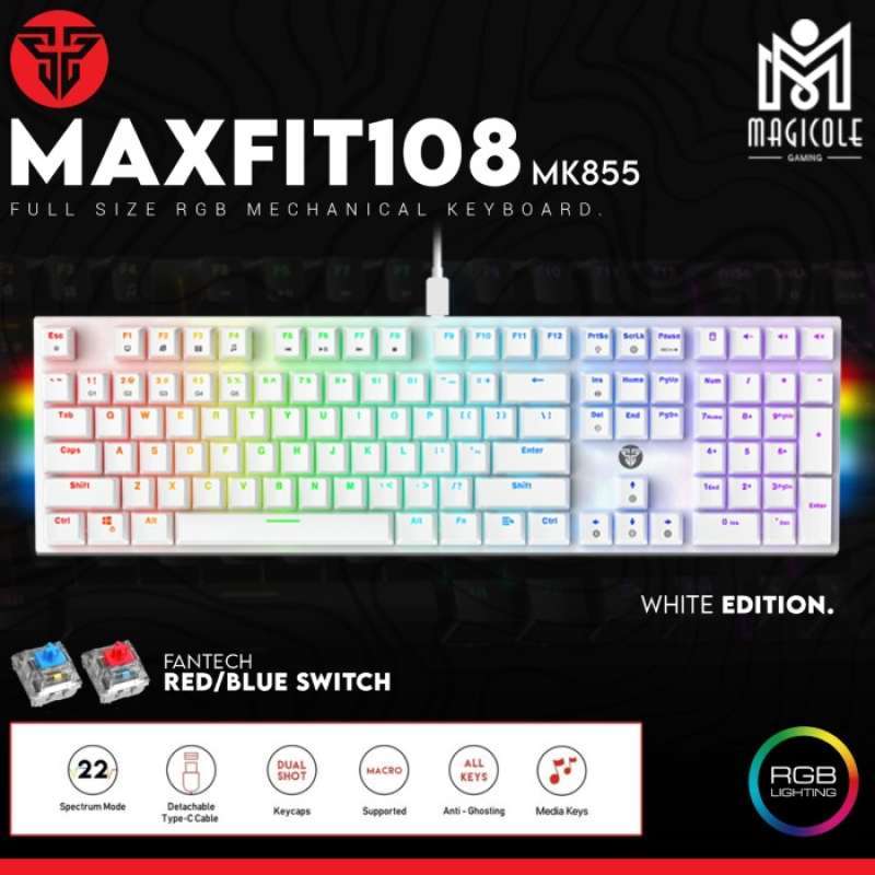 Promo Fit108 Mk855 Hotswap Rgb White Mechanical Gaming Keyboard Diskon 23% Di Seller Lepimu ...