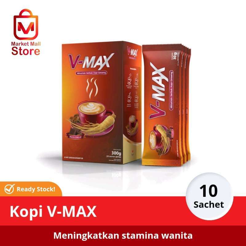 Jual V-max Coffee Ginseng Rasa Coklat Kopi Stamina Wanita Herbal - 1 ...