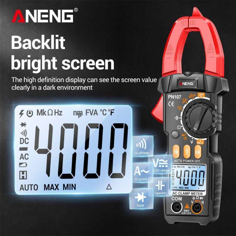 Jual Digital Multimeter Voltage Tester Clamp Meter Ac/dc 600a Pn107 ...