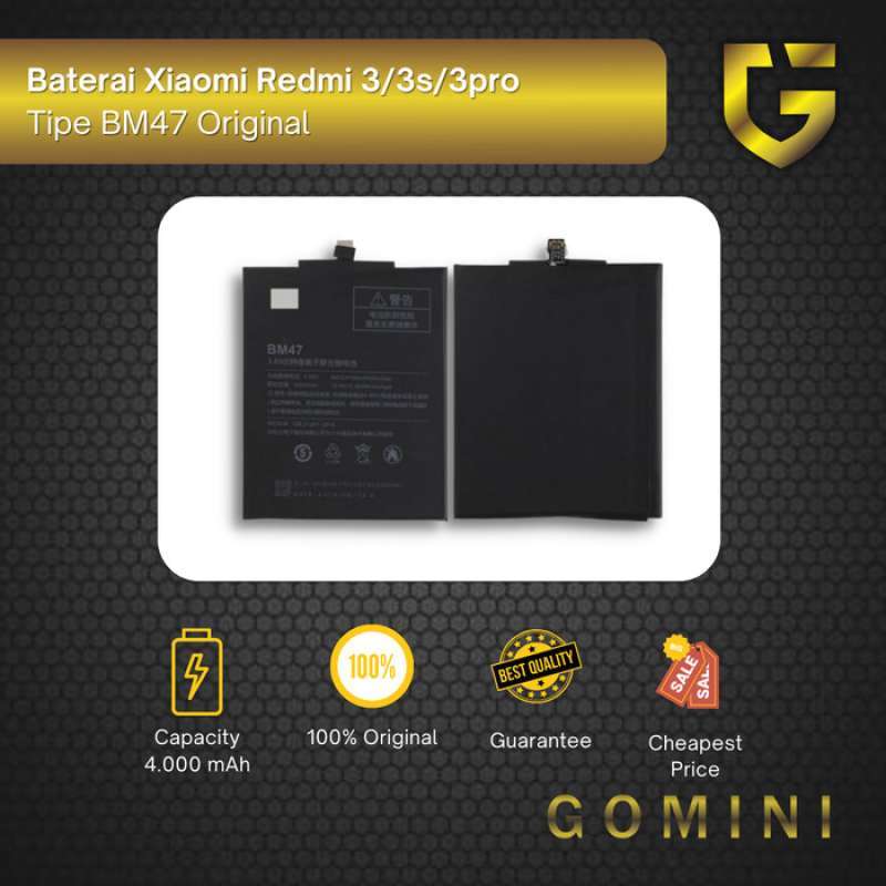 Promo Batterai Xiaomi Redmi 3/3s/3pro Tipe Bm47 O.r.ig.in.al - Hitam ...