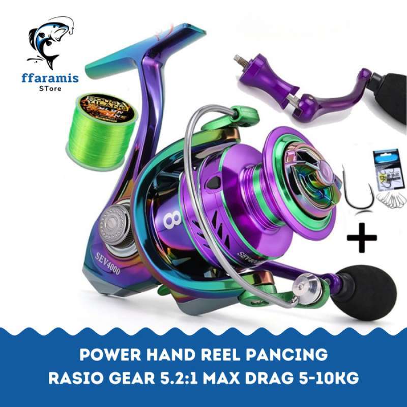Promo Power Hand Reel Pancing Rasio Gear 5.2:1 Max Drag 5-10kg - Reel ...