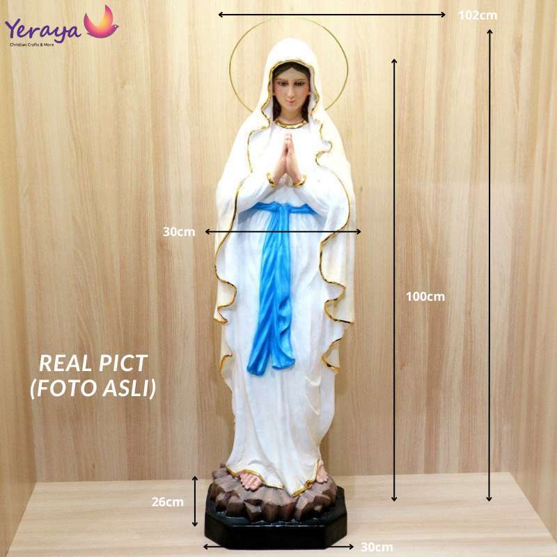 Jual Patung Rohani Bunda Lourdes Putih 1 Meter Pajangan Katolik ...