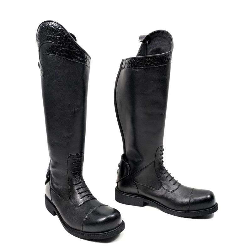 Jual - Sepatu Boots Berkuda Wanita Croco Strap Black Premium Cow ...