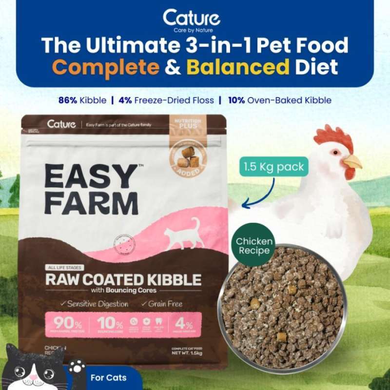 Jual Cature Easy Farm Dry Cat Food 3-in-1 Kibbles - Chicken 1.5kg Di ...