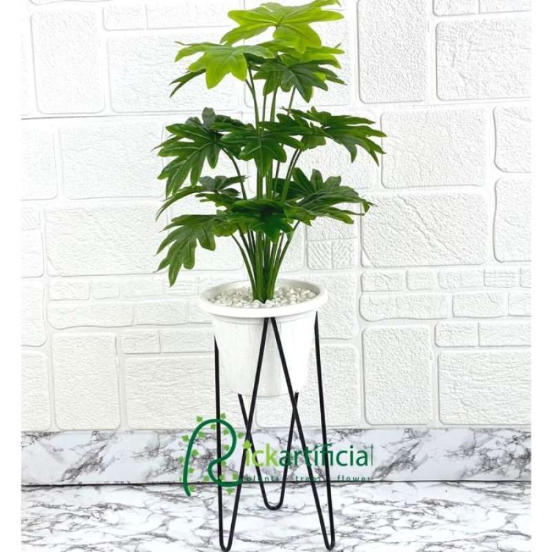 Promo Pohon Monstera Jari Semi Latex Artificial Pot Tulip Standing Besi ...