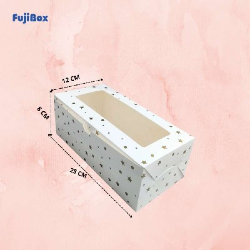 Jual Fuji Box Dus Kotak Kue Ivory Motif Polkadot Bintang 25 Cm X 12 Cm ...