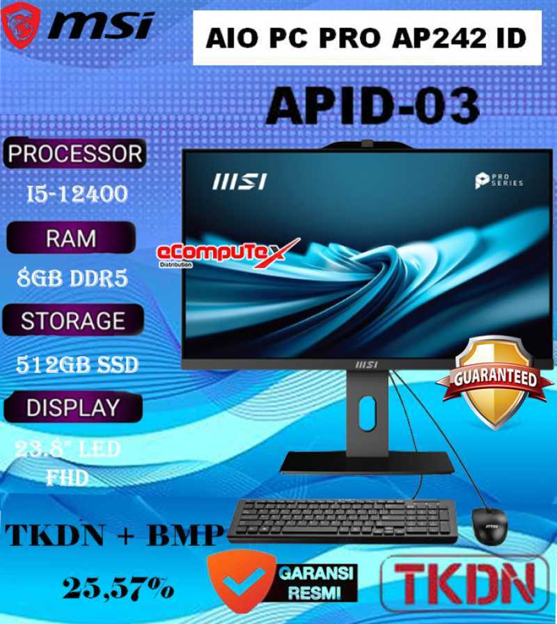 Jual Pc Aio Msi Pro Ap242 Apid-03 I5-12400 8gb 512gb Ssd M.2 23.8 Inch ...
