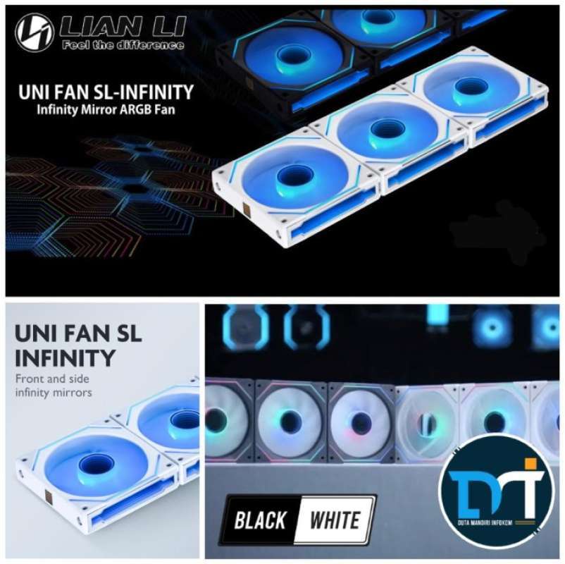 Promo Lian Li Uni Fan Sl120 Infinity Black I White - 3pcs 120mm Argb ...