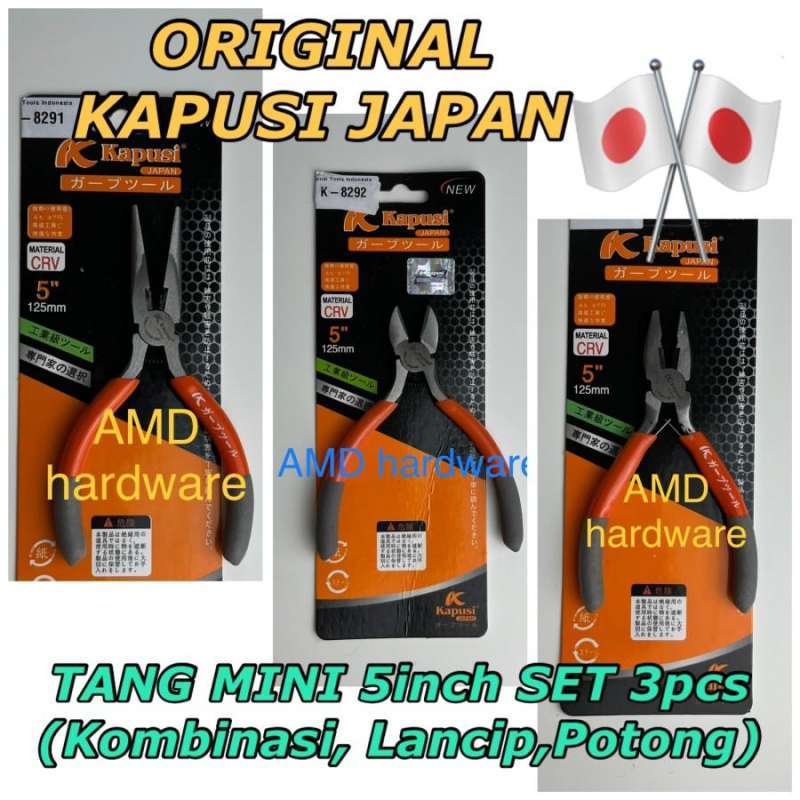 Jual Kapusi Jpn Tang Mini 5 Inch Set Isi 3pcs Kombinasi Lancip Potong Jepit - Seset Isi 3 Pcs Di ...