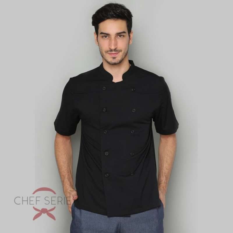 Jual Chef Series Simple Series Tangan Pendek Baju Koki - Hitam - Xl ...