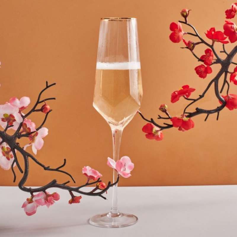 Promo Crown Patterned Champagne Glass 310ml Gold Rim/ Gelas Wine Diskon ...