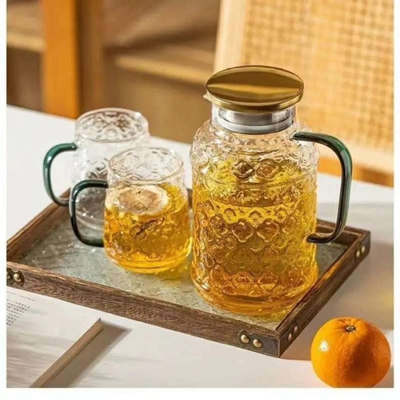 Promo Set Teko Pitcher Teh Kopi Minuman Kaca Tahan Panas Api Teko Besar ...