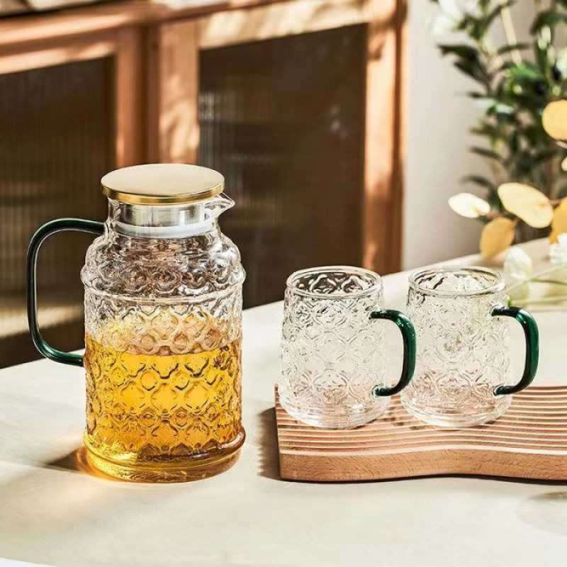 Promo Set Teko Pitcher Teh Kopi Minuman Kaca Tahan Panas Api Teko Besar ...