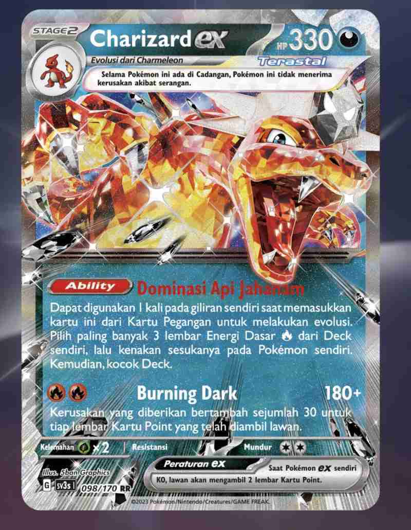 Jual Kartu Pokemon Ex Rr Kilau Hitam Indonesia Sv3s Tcg Holo Foil Rare Ori - Tyranitar Ex Di ...