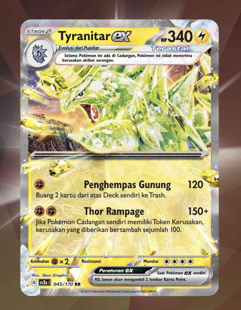 Jual Kartu Pokemon Ex Rr Kilau Hitam Indonesia Sv3s Tcg Holo Foil Rare Ori - Tyranitar Ex Di ...