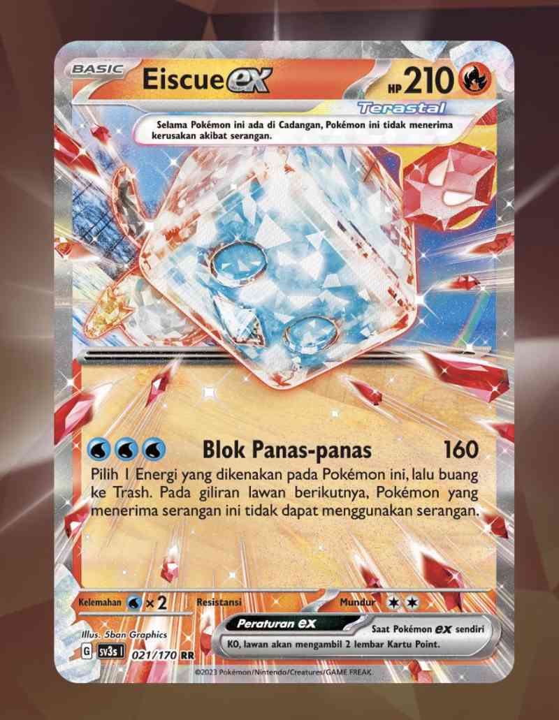 Jual Kartu Pokemon Ex Rr Kilau Hitam Indonesia Sv3s Tcg Holo Foil Rare Ori - Eiscue Ex Di Seller ...