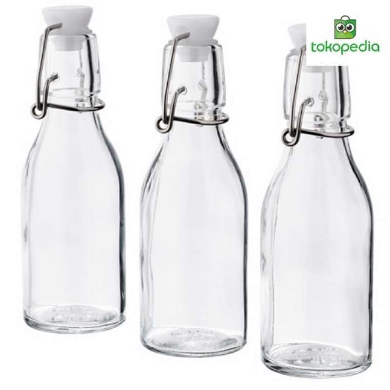 Promo Swedia 1set 3pcs Botol Minum Kaca Penutup Kawat Besi Anti Tumpah ...