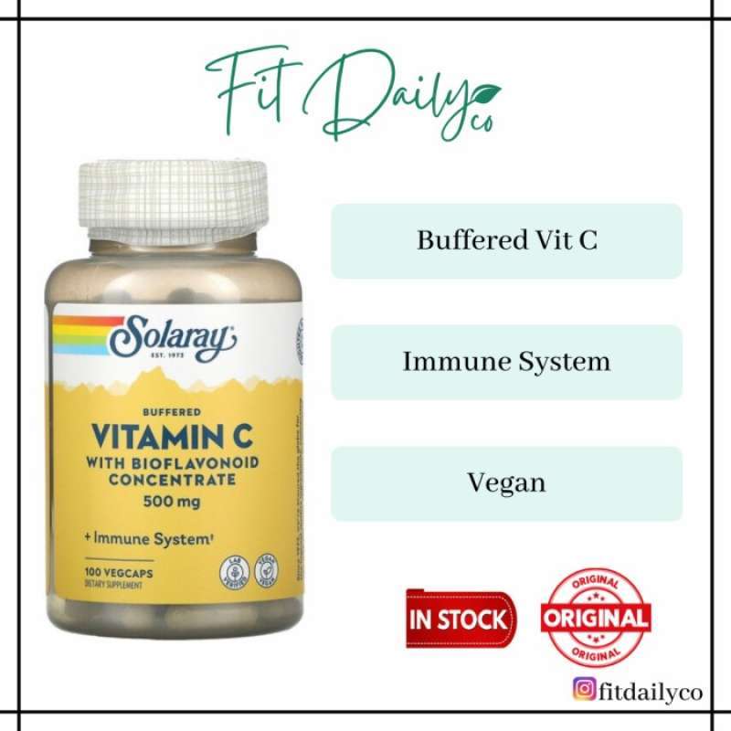 Promo Solaray Buffered Vit C With Bioflavonoid Concentrate 500mg 100 Vegcaps Diskon 33% Di ...