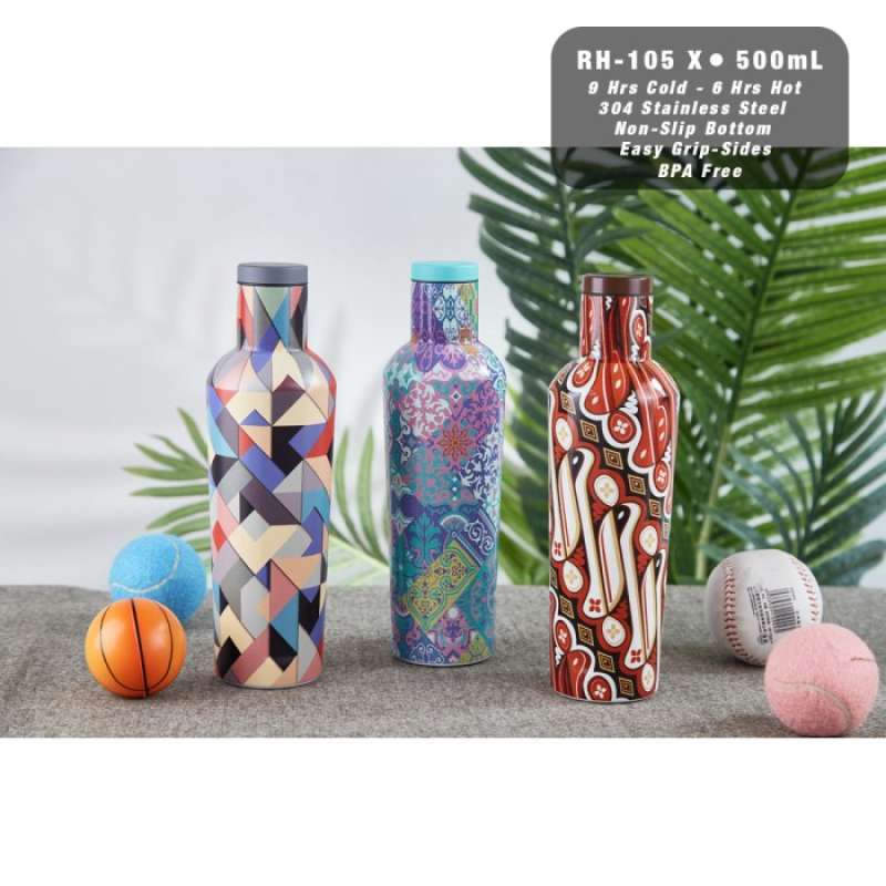 Promo Botol Tumbler Motif Batik Rh-105 Body Ergonomis Non Slip Bottom ...