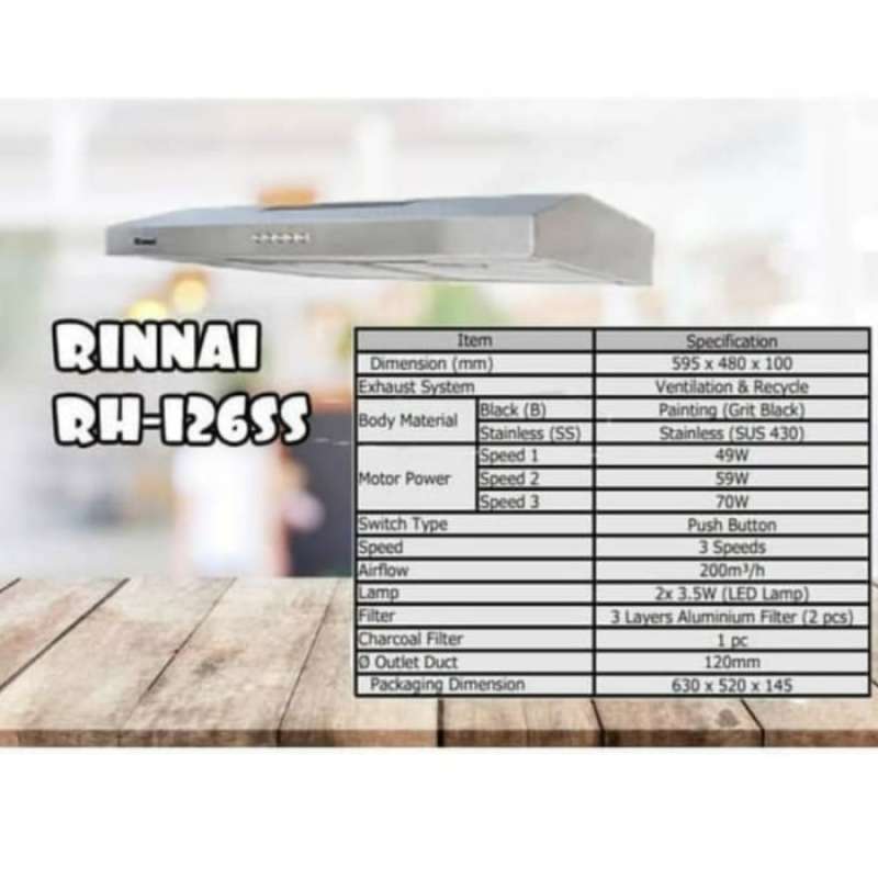 Promo Cooker Hood Rinnai Rh 126 Ss / Penghisap Asap Kompor Rinnai 60 Cm ...