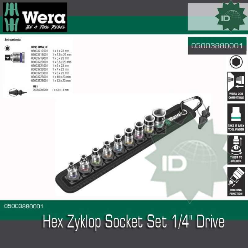 Promo Kunci Socket Hex Wera 05003880001 Hex Zyklop Socket Set 1/4 Drive ...