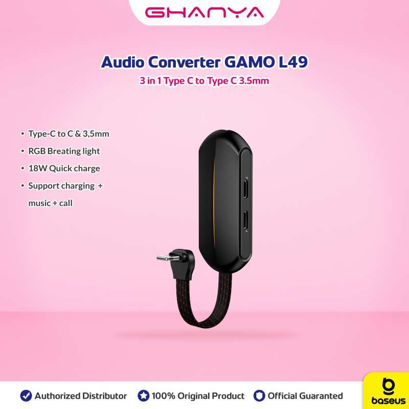 Promo Baseus Audio Converter Gamo L49 3 In 1 Type C To Type C 3.5mm Adapter Adaptor Gaming Elbow ...