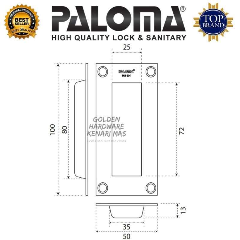Promo Handle Pintu Sliding Cmp 209 Sq 10cm Comen Flush Tanam Geser Ab ...