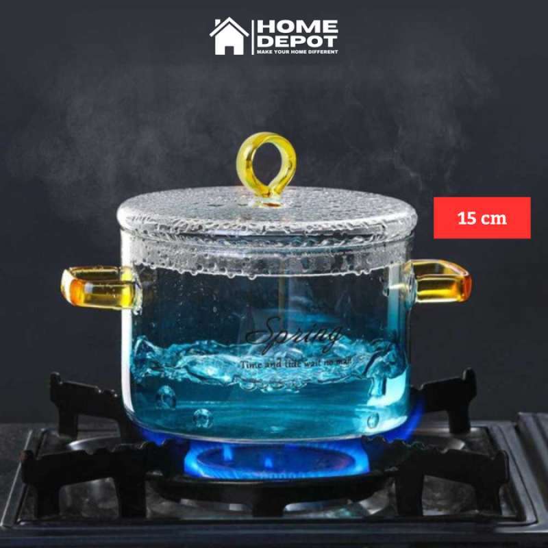 Promo Panci Kaca Tahan Panas Api Borosilicate Glass Heat Resistant 15cm ...