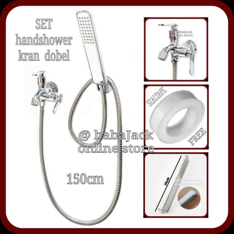 Promo Set Handshower Selang Kran Dobel Cabang Slang Flexibel Mandi ...