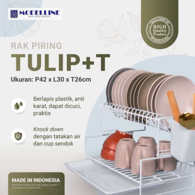 Promo Rak Piring Tulip + T Modelline Tempat Sendok Dan Nampan Susun 2 ...