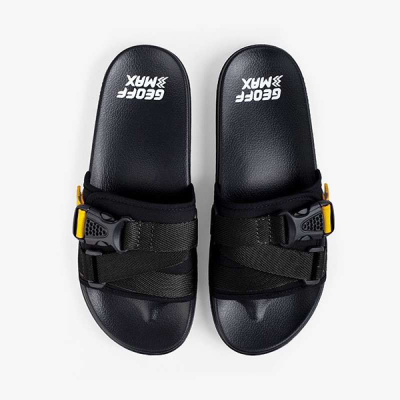 Promo Geoff Max Official - Xenia Black Yellow | Slippers | Sandal Pria ...