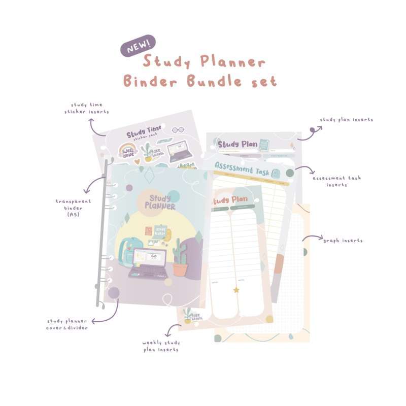 Promo Paperie Lab - A5 Study Planner Binder Bundle Set (full Color ...