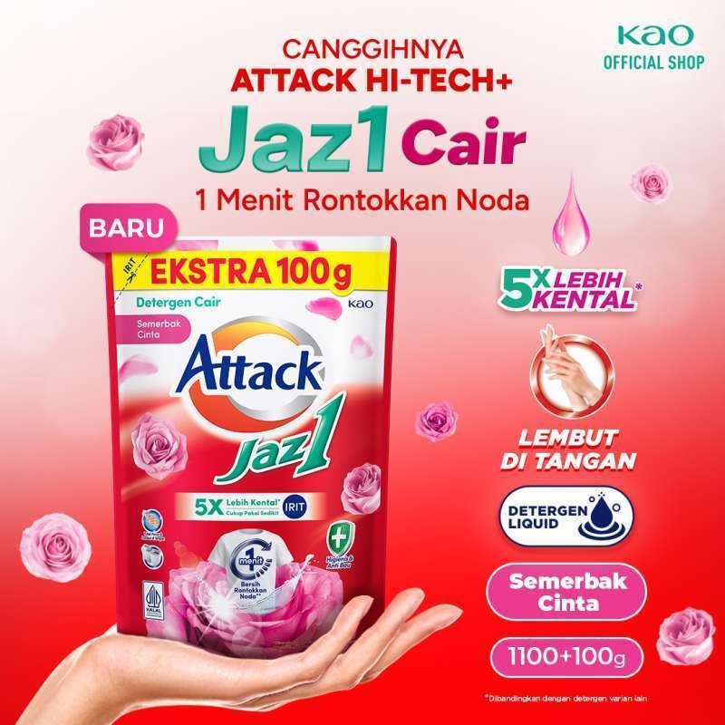 Promo Buy - Attack Jaz1 Liquid Semerbak Cinta 1100+100 Gr + Free - Attack Jaz1 Deterjen Cair ...