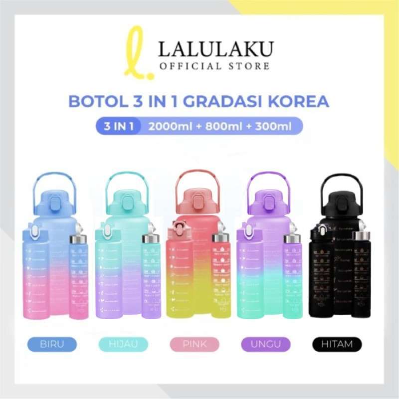 Jual Botol Minum Gradasi Viral Botol Motivasi Beranak 3in1korea 2l+1l+500ml Di Seller Crown ...