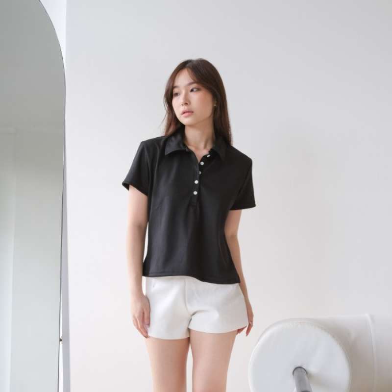 Jual Sagi - Suzy Button Polo Shirt | Atasan Kaos Kerah Wanita Lengan ...