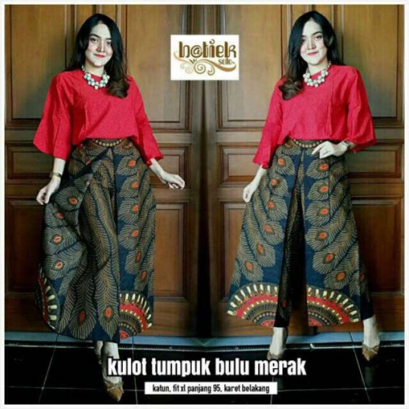 Jual New Kulot Tumpuk Bulu Merak Batik Celana Panjang Bawahan Kebaya ...
