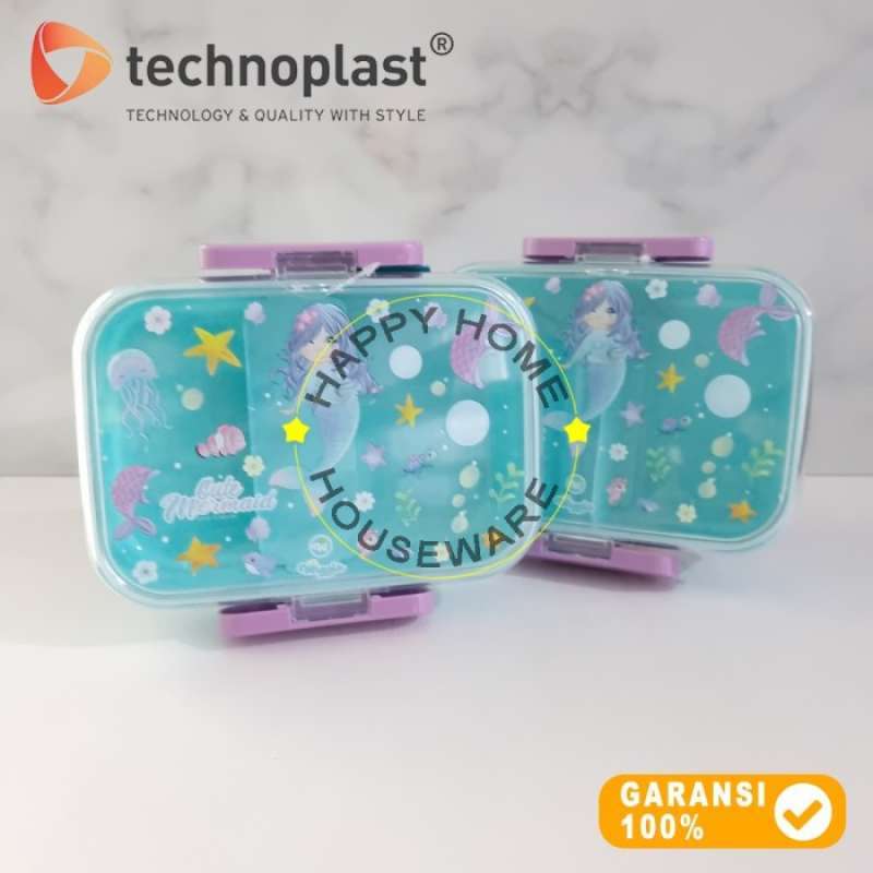 Jual Technoplast Little Mermaid Lunch Box 750ml Kotak Bekal Makan Sekat - Dino Biru Di Seller ...