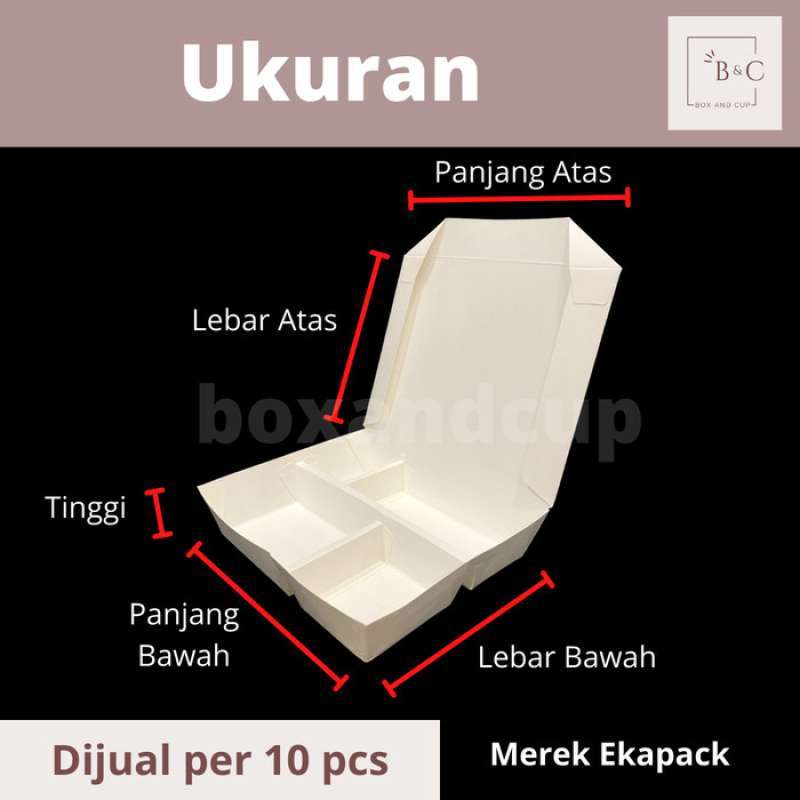 Jual Paper Lunch Box Sekat 4 Cokelat & Putih / Dus Kotak Nasi Makanan ...