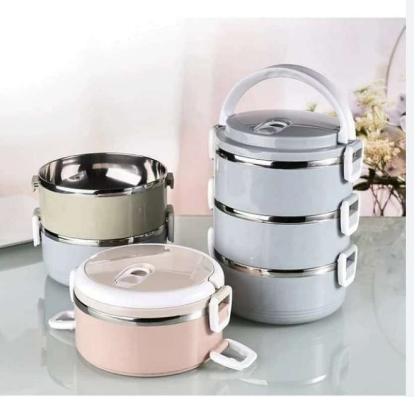 Jual Rantang Stainless 3 Susun Rantang Bulat Warna Warni Rantang Bekal ...